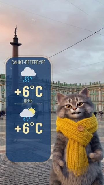 Прогноз погоды в Санкт-Петербурге на 08.11.2025 от котика.