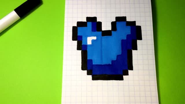 Как Рисовать Алмазный Нагрудник из Майнкрафт Рисунки по Клеточкам How To Draw a Diamond Breastplate