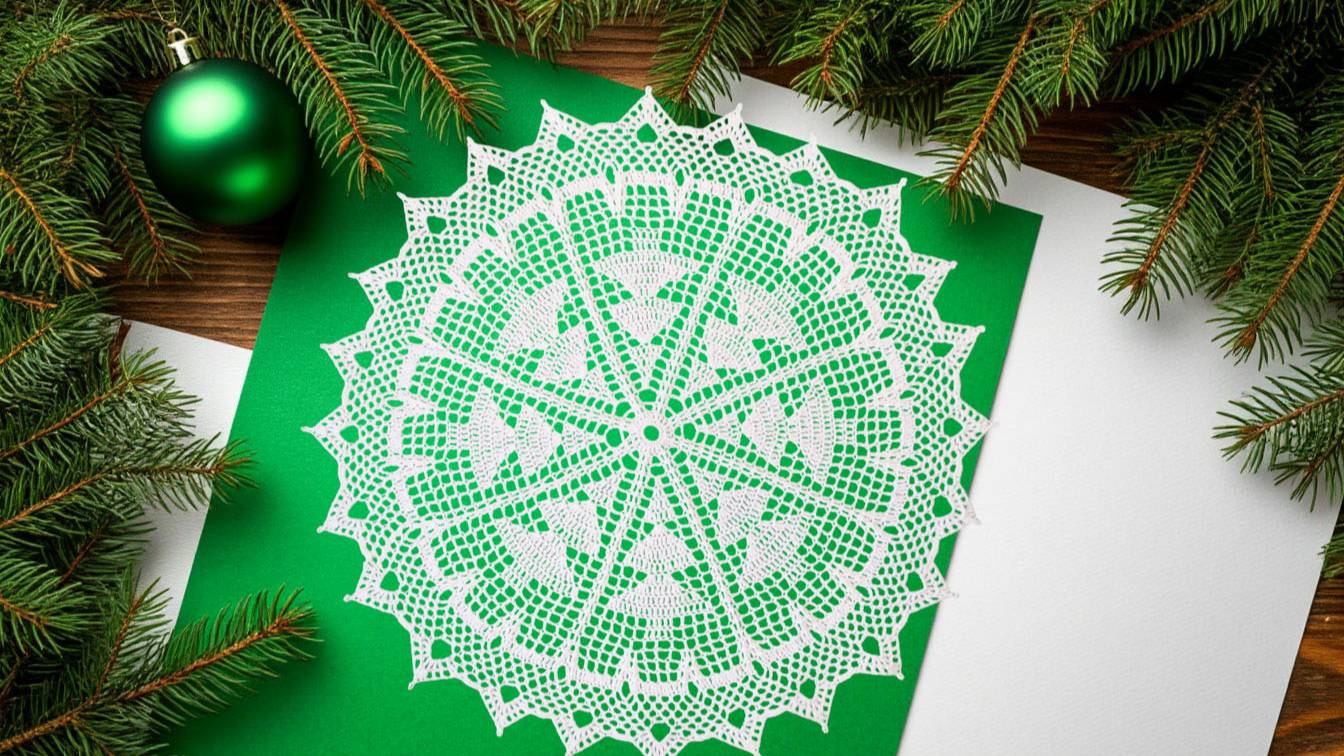 Простая салфетка с елочками - мастер класс. Часть 1