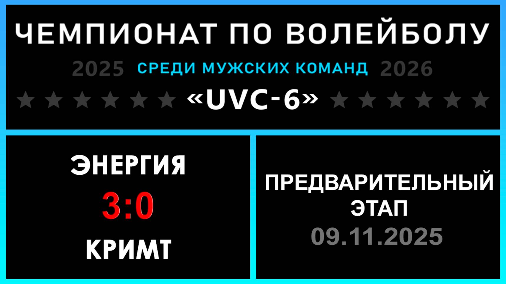 Энергия - КрИМТ, UVC-6 (Мужчины) - Предварительный этап