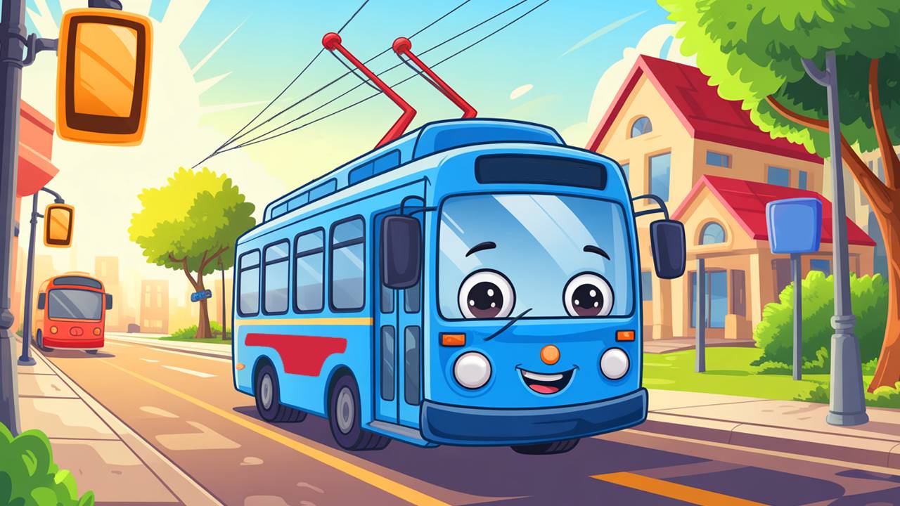 Мультики про машинки - Троллейбус - Развивающий мультфильм о чистом транспорте для детей