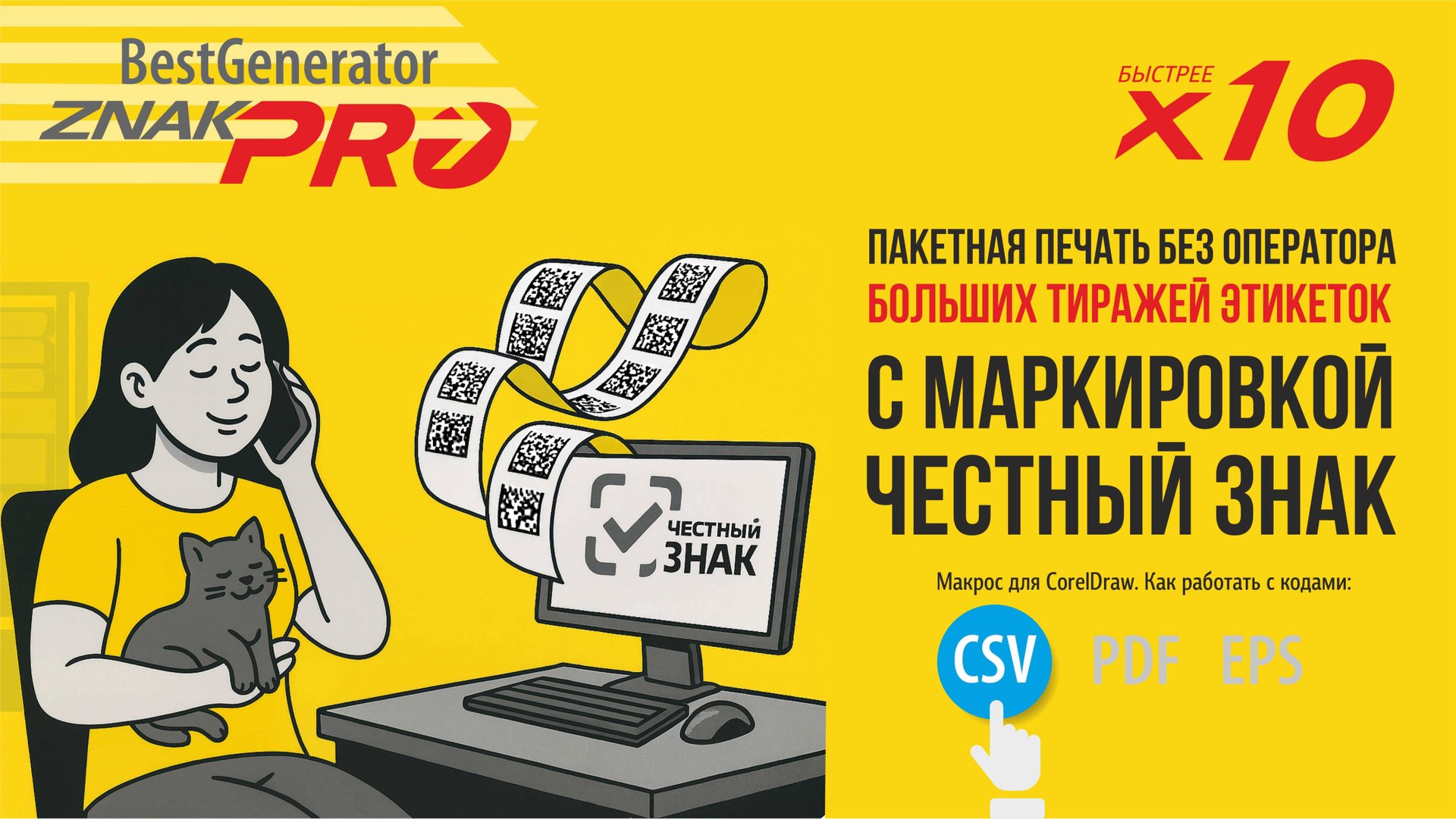 Генератор кодов маркировки Честный знак из CSV | Generator ZNAK PRO — 10× быстрее, большие тиражи