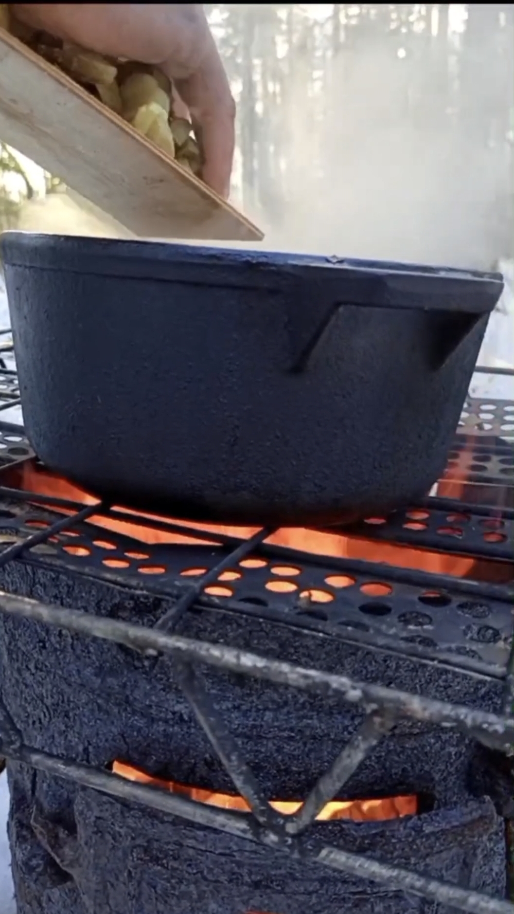 Грудинка с овощами на костре!!!