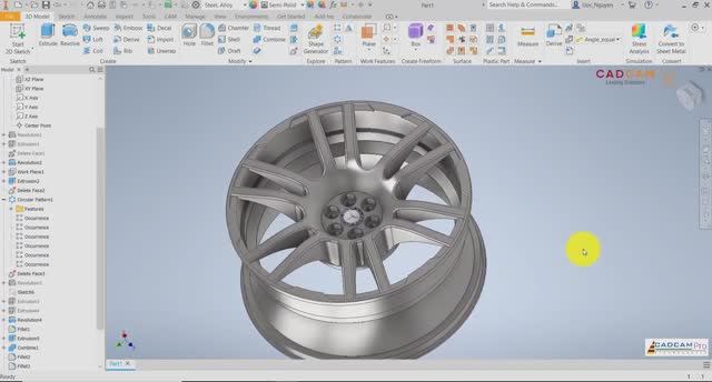#152 Autodesk Inventor 2020. Модель автомобильного колесного диска