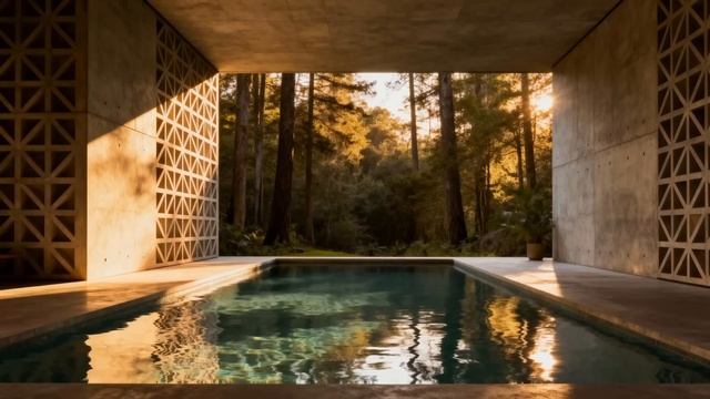 brutalist ambient ｜｜ pool house ｜｜ autumn