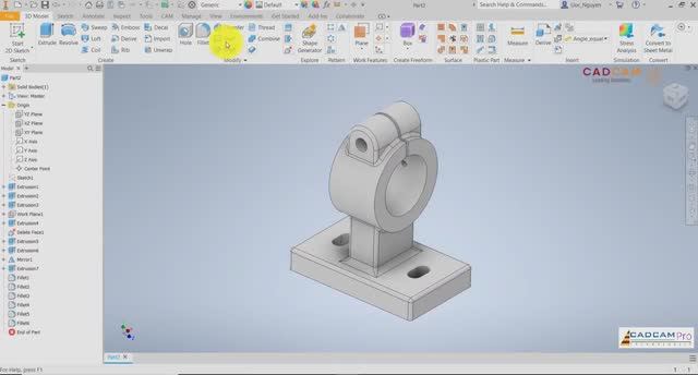 #150 Autodesk Inventor 2020. Опора цилиндрической направляющей