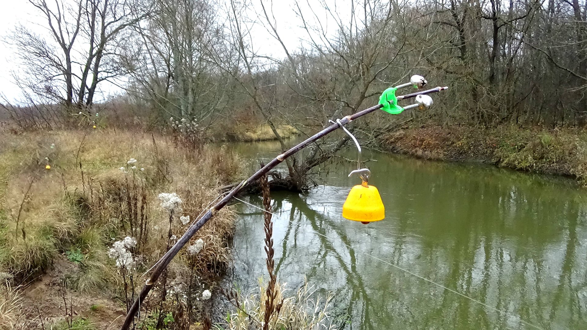 Рыбалка на налима и голавля на малой реке на 10 донок в ноябре с ночёвкой