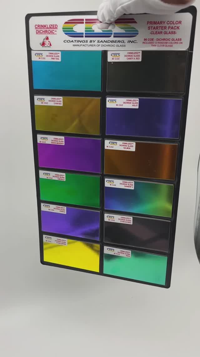 Набор дихроичного стекла для фьюзинга CBS Dichroic COE 96 на черной основе (12 шт)