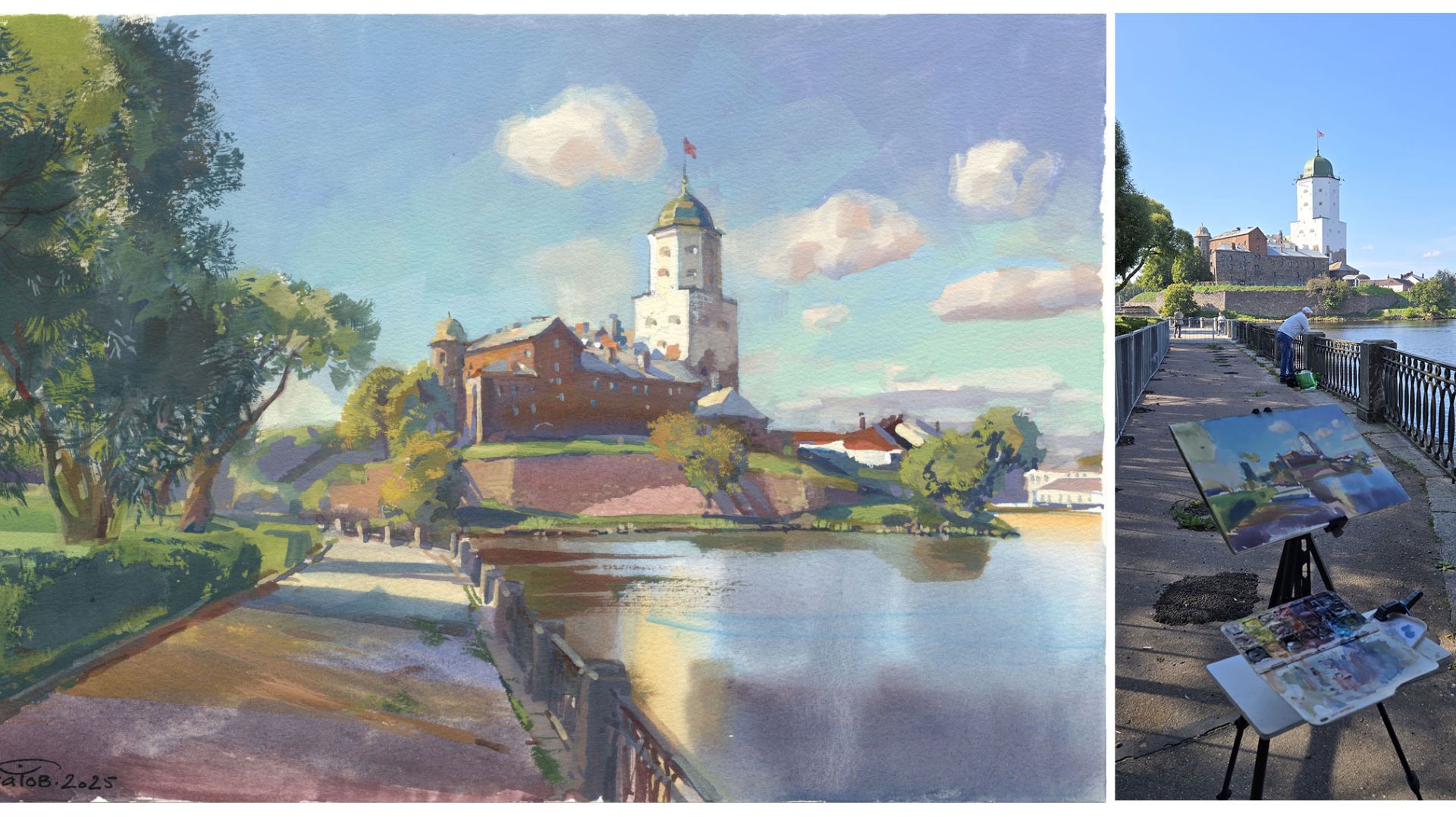 20250909 Выборг. Пленэрный этюд гуашь