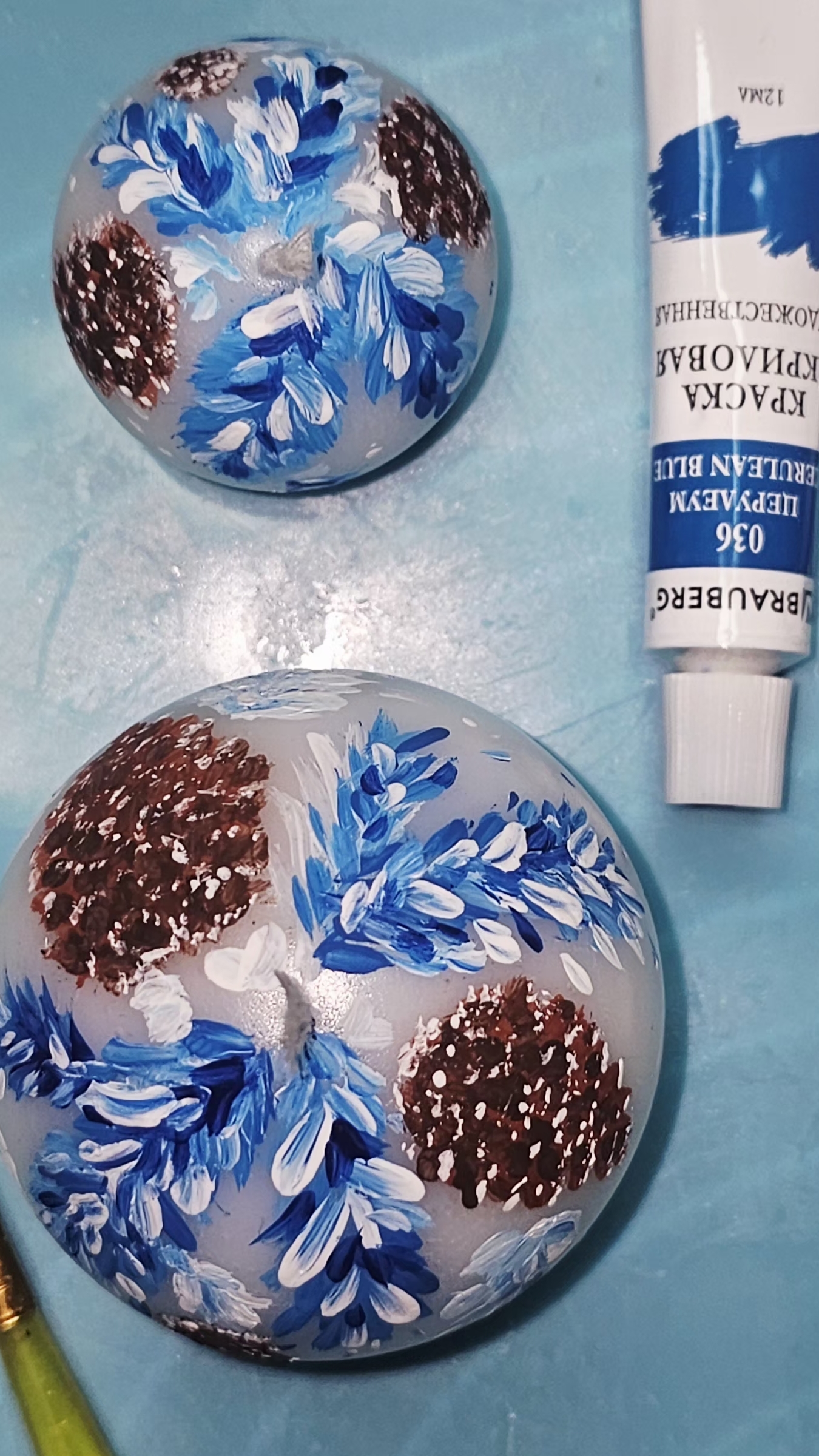 Роспись акрилом/Свеча-шар🪩