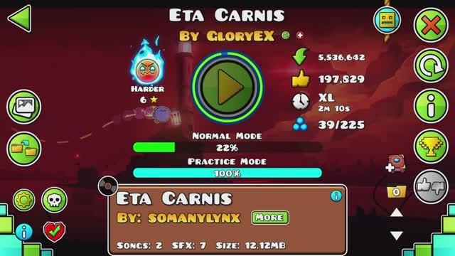 Название уровня и его ID: ETA CARNIS (126539075)