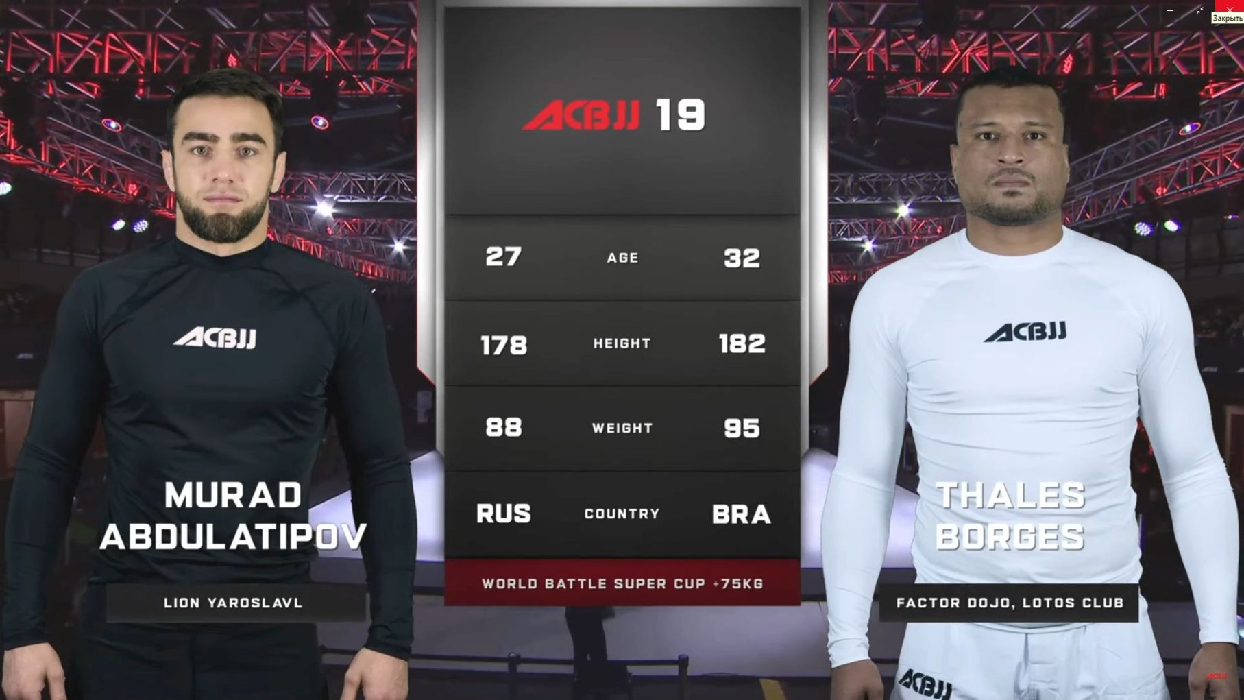Murad Abdulatipov vs Thailer Borges ACBJJ 19
