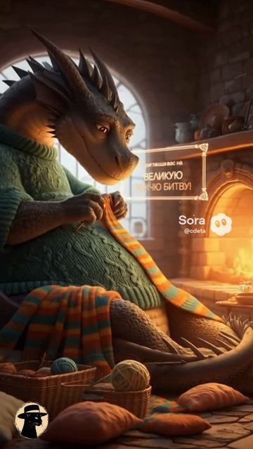 Дракон-интроверт. Создано в нейросетях.