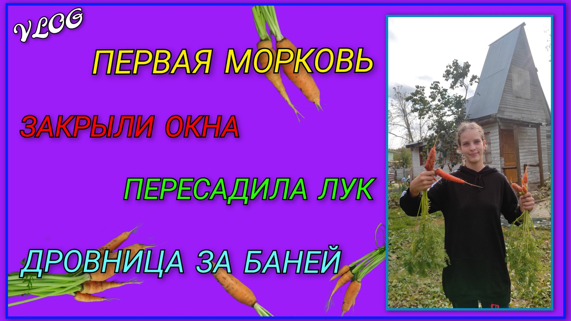 🍒Первая морковь со своего участка/Очередная вылазка в лес/Закрыли окна на террасе/Дровница за баней