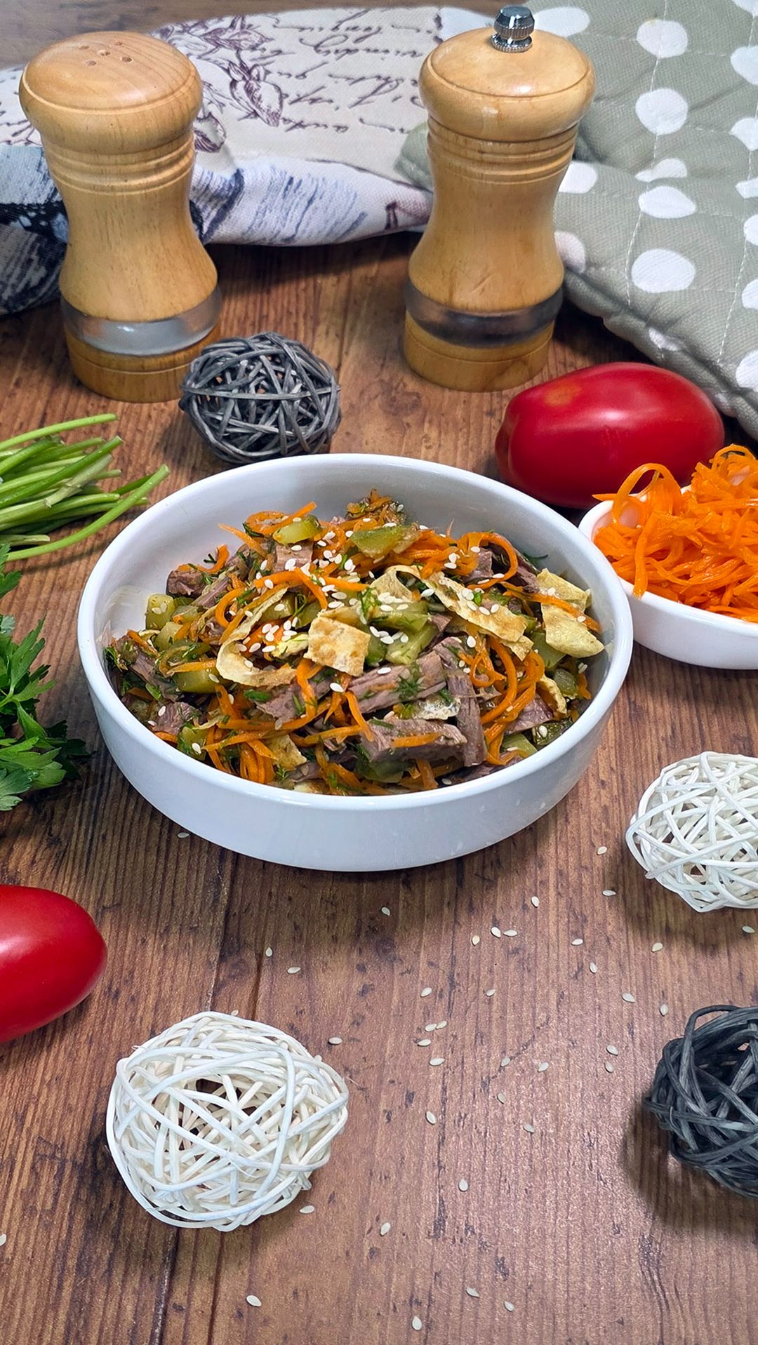 Салат с говядиной и морковью по-корейски