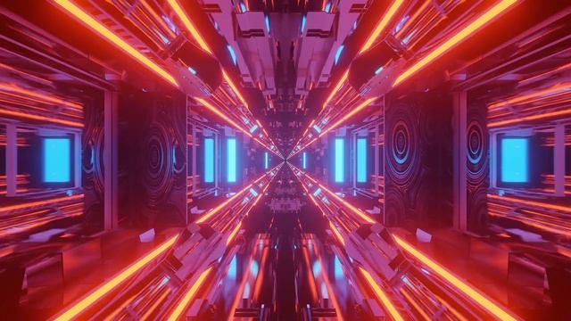 Кибер-панк интерьер с неоновым освещением // Футаж