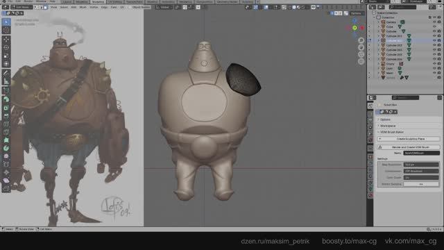 Лепка в blender по референсу - робот шериф #1