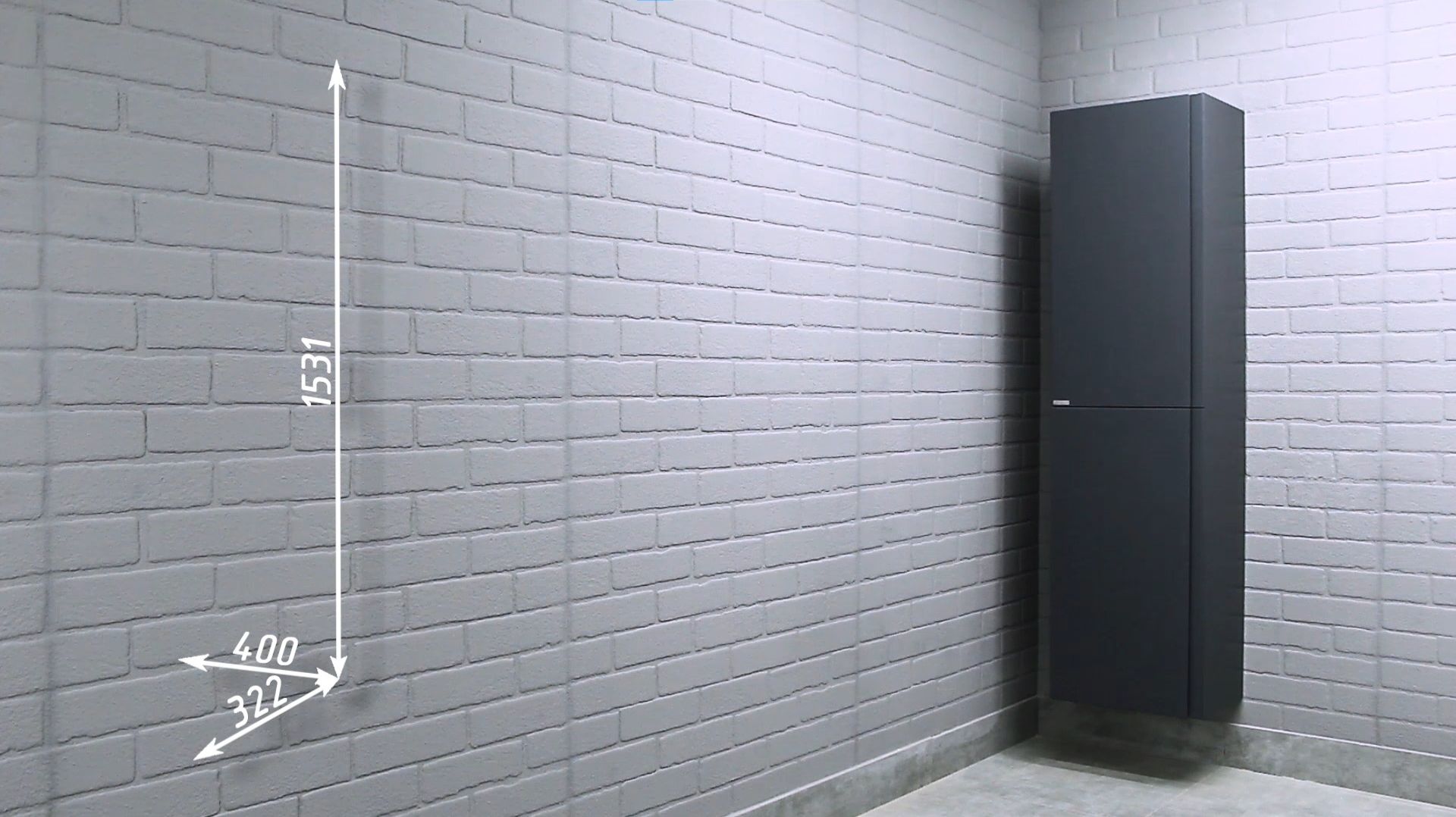 Пенал подвесной 40 Graffo без ящика графит матовый левый/правый Домино