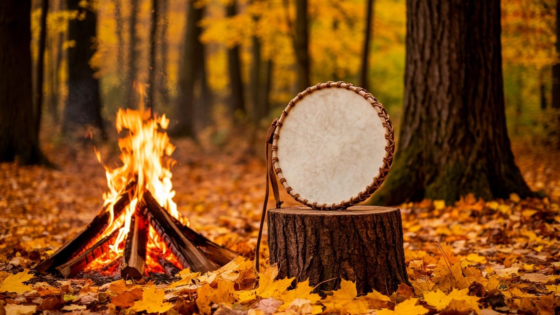 🍁Шаманский бубен. Осенью у костра