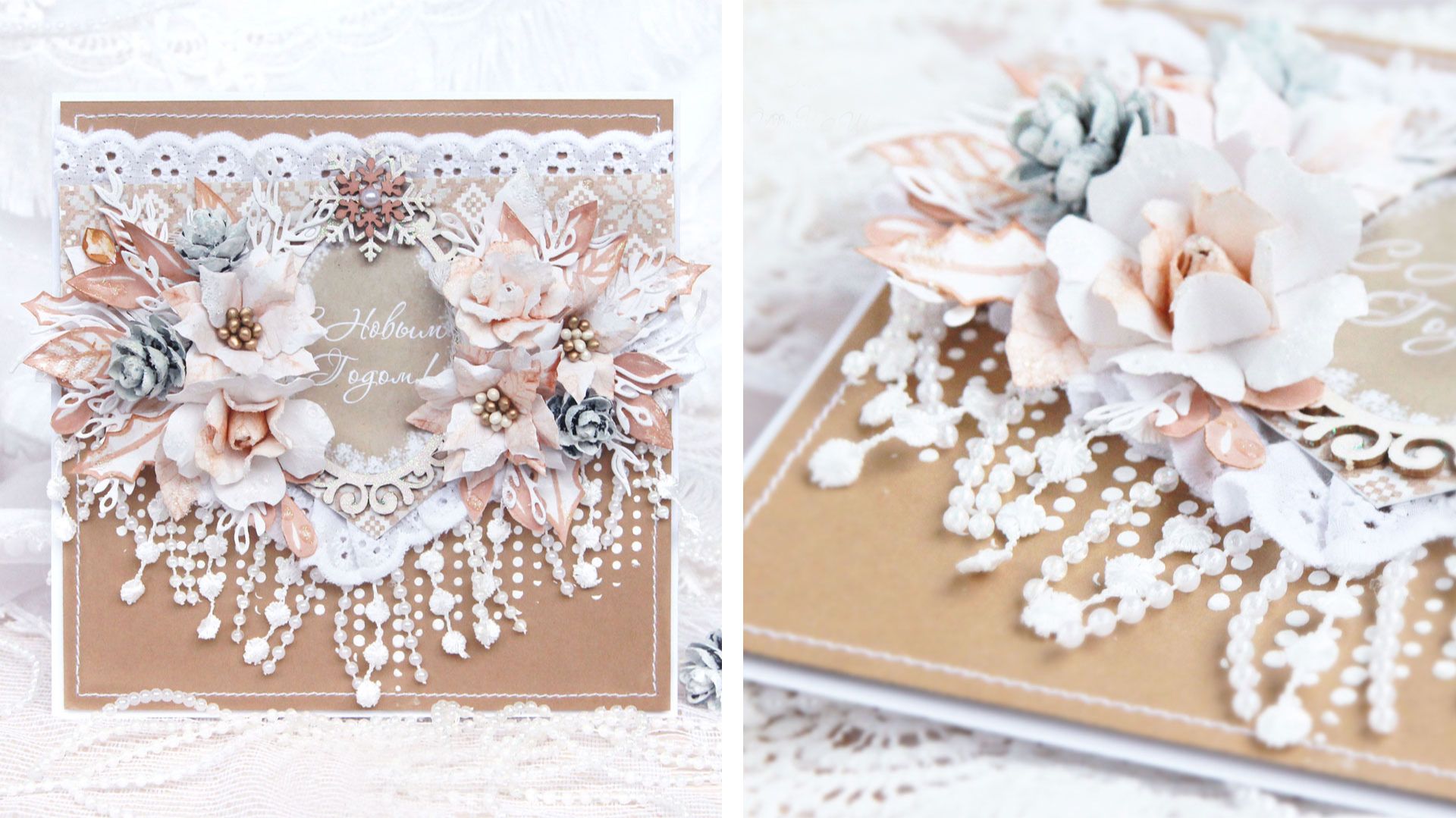 Открытка С Новым Годом своими руками 🎄 Красивые новогодние идеи из бумаги ⭐ Скрапбукинг