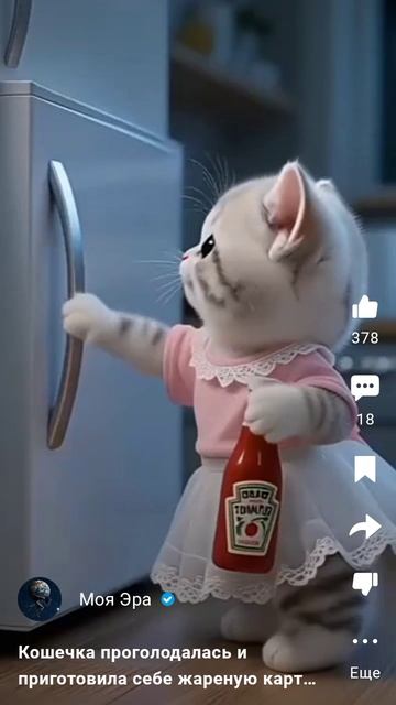 котик кушает