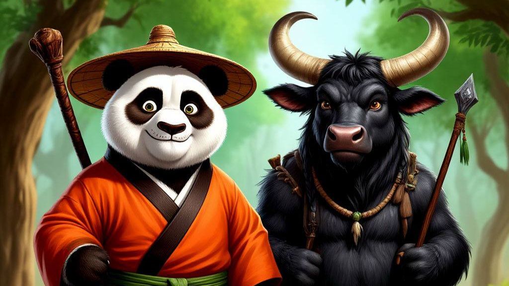 World of Warcraft: Mists of Pandaria классик (Панда Монах и его друг Корова)