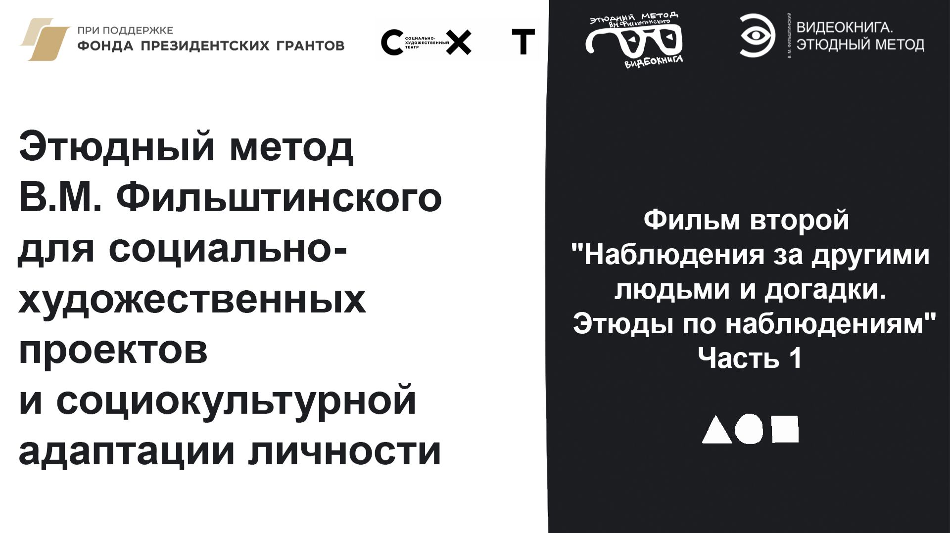 Фильм 2. Часть 1. Наблюдения за другими людьми и догадки. Этюды по наблюдениям