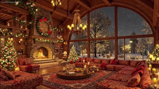 Инструментальная рождественская музыка у камина 🔥 Расслабляющая новогодняя музыка 🎄