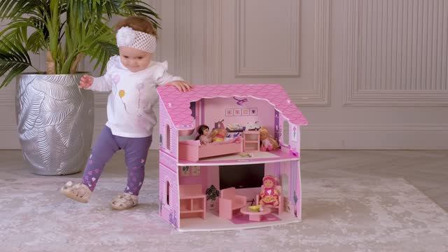 Деревянный кукольный домик "Роззи", с мебелью 6 предметов в наборе