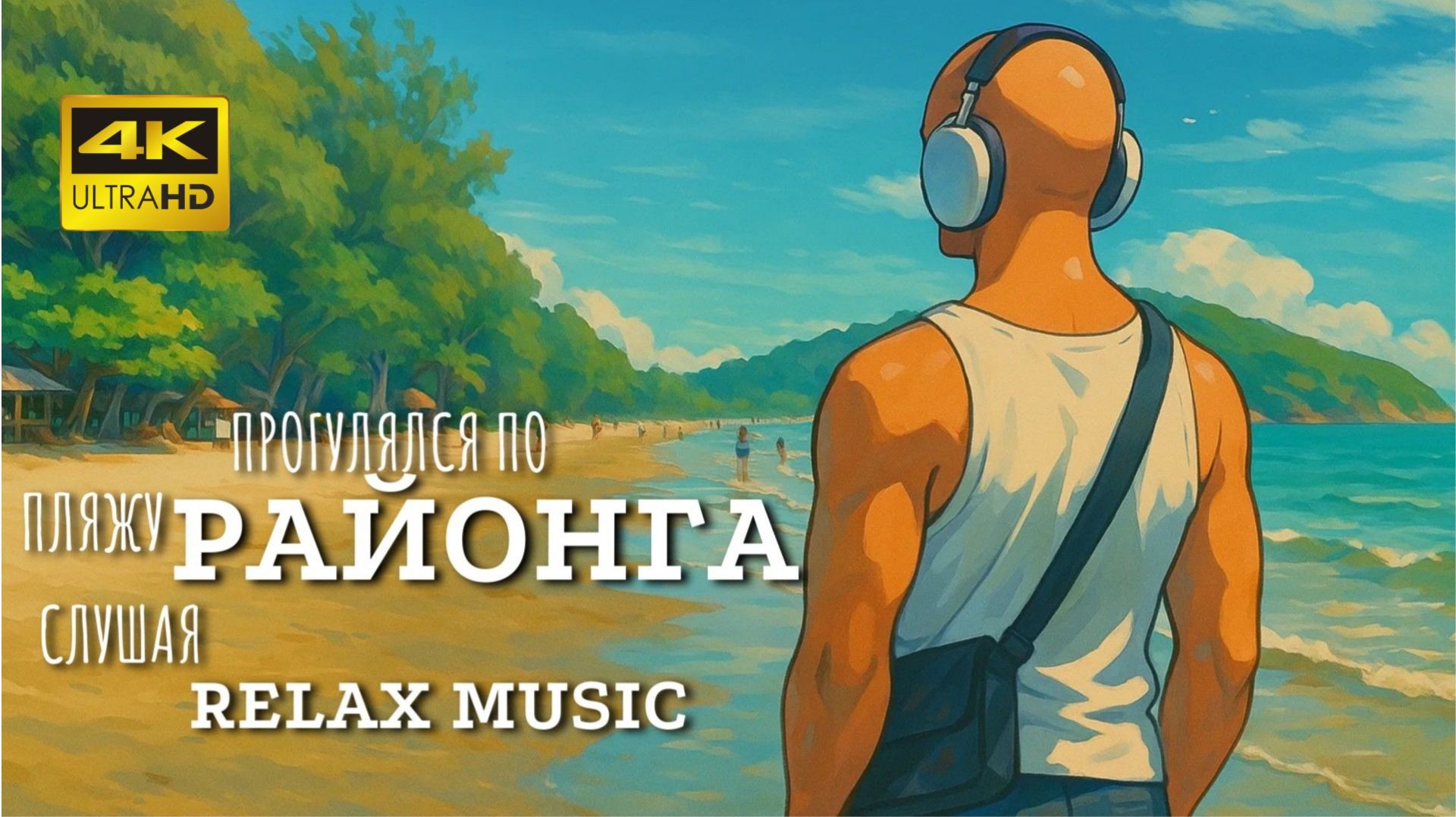 [4K] Прогулка по пляжу Районга в наушниках. Таиланд.