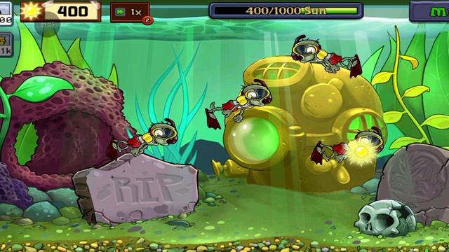 Прохожу мини игру "Зомбаквариум" в PVZ 1