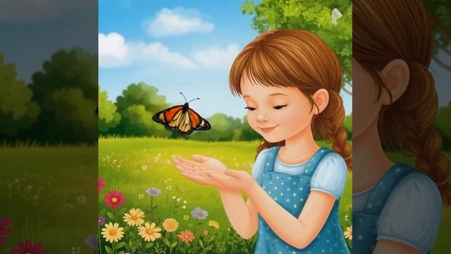 Девочка с бабочкой. Короткое видео. Оживление картинки.