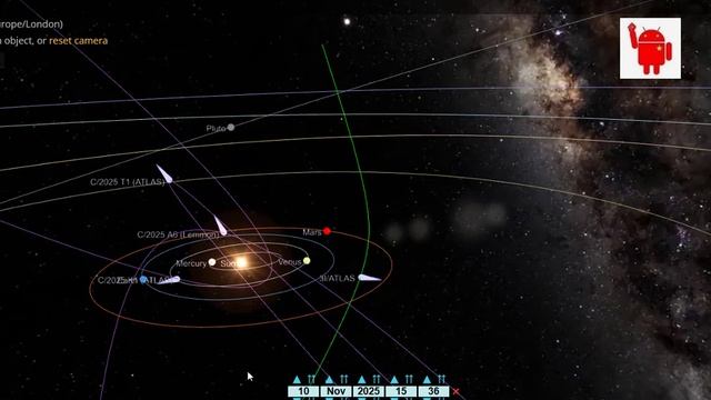 Выравнивание C/2025 T1 - Earth - Sun 10 Nov. 2025