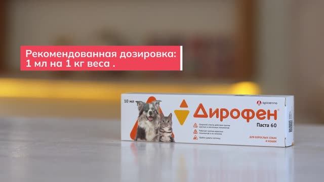 Дирофен-паста 60 для дегельминтизации взрослых кошек и собак при нематодозах и цестодозах