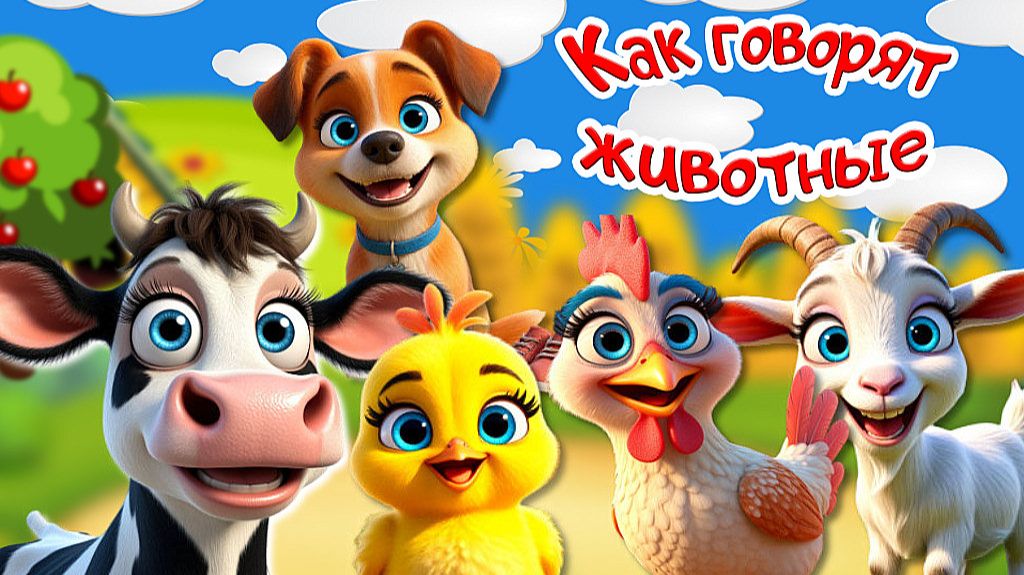Как Говорят Животные - Весёлый Мультик и Песенки Детям + Звуки Животных + Развивающие Мультики Детям
