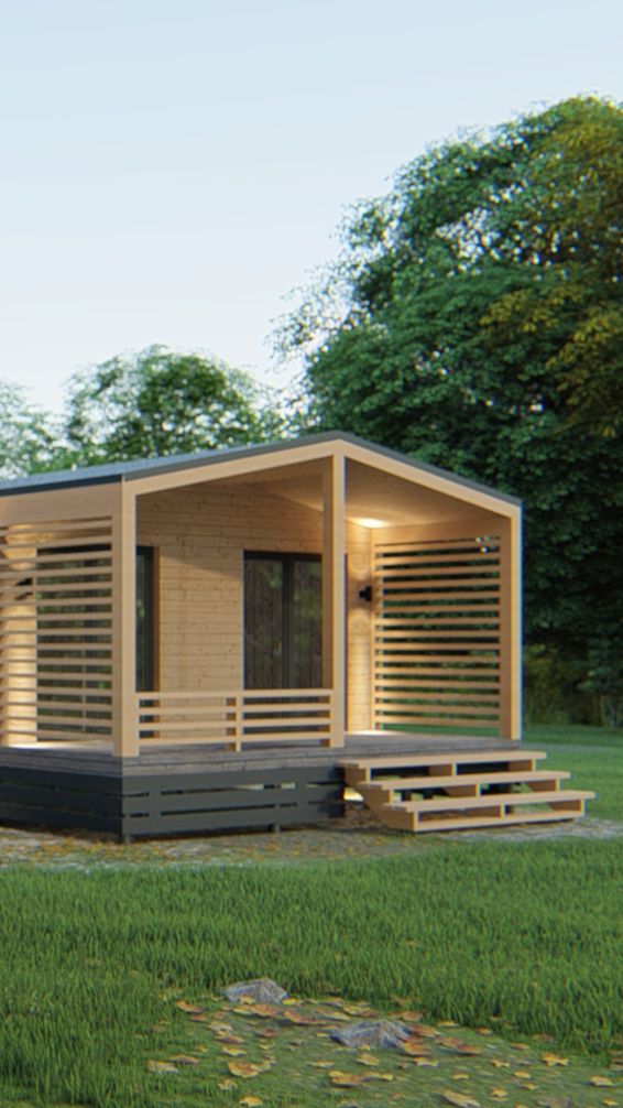 Обзор планировки каркасно-модульного дома 45 кв.м по проекту Е-45