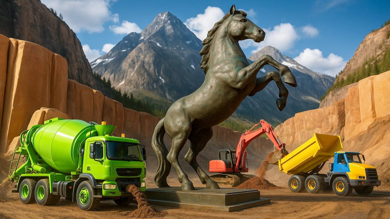 МУЛЬТИК МАШИНКИ ВИДЕО ПРО МАШИНКИ СТРОЯТ СТАТУЮ МУЛЬТФИЛЬМЫ ЦВЕТНЫЕ МАШИНКИ ИГРУШКИ МАШИНКИ