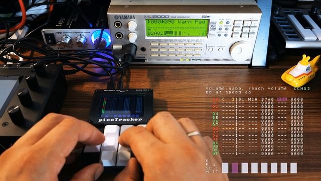 Picotracker as a MIDI sequencer (with Yamaha MU2000 EX) (1080p)