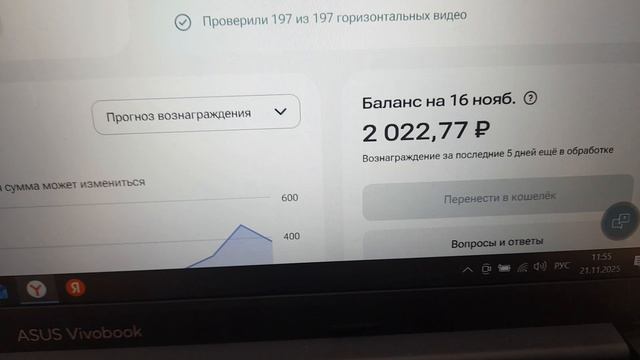 Монетизация от Рутуб за 20.11.25. Что начислили и за счёт чего. 21.11.25