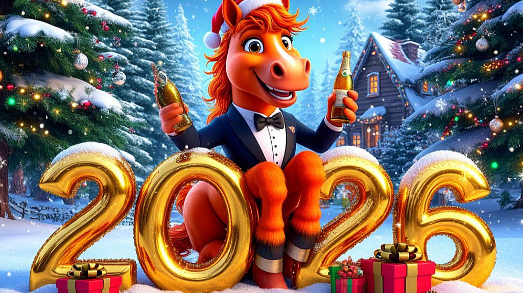 С Новым 2026 годом! Прикольное Поздравления от Лошадки и Деда Мороза! С Наступающим Новым годом!