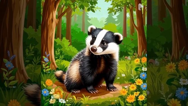 Барсук. Короткое видео. Оживление картинки.