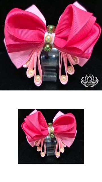 Бант "Бусинка" розовый. Резинка для волос ручной работы Единственный экземпляр.