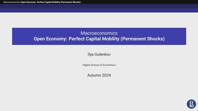 Topic 11. Open Economy: Perfect Mobility (Permanent Shocks)