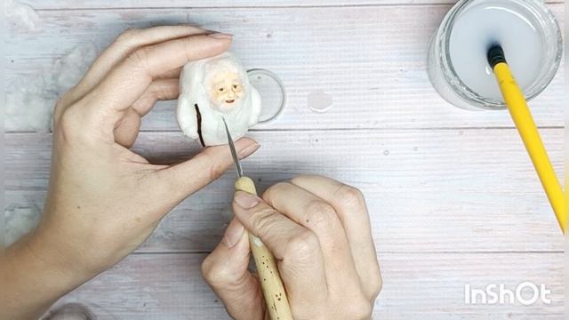 Мухоморчик - ватная игрушка. Часть 3, борода