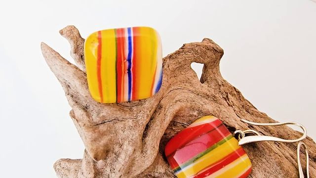 яркие экзотические  женские украшения фьюзинг стекла