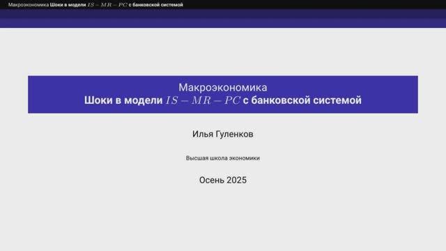 8.3. Шоки в модели IS-MR-PC с банковской системой