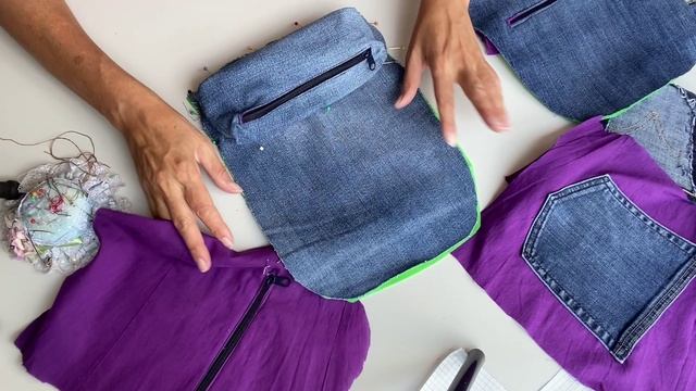 backpack from old jeans DIY small