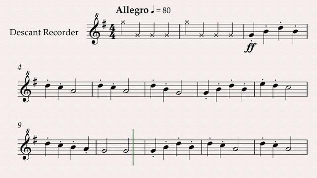 Д.Кабалевский "Маленькая полька" ноты и минусовка для флейты (блокфлейты), темп 80