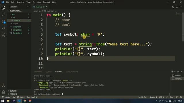 Продолжаем работу с переменными Rust 4 Работа с типами данных char и bool Уроки Rust курс Rust