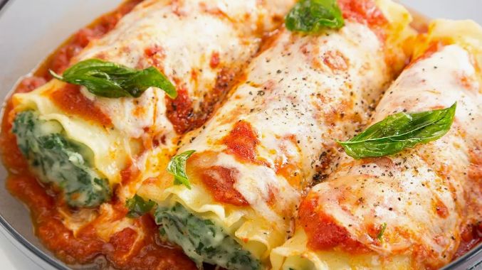 Канеллони со шпинатом и грибами